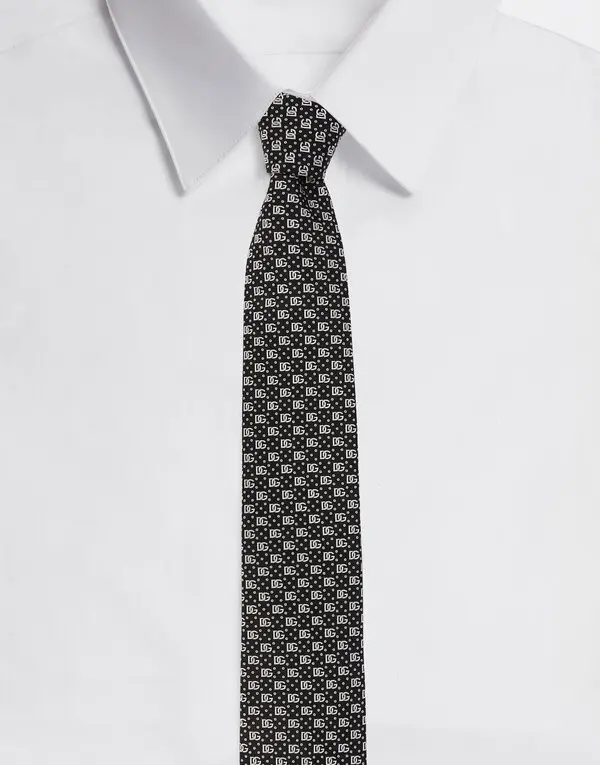 Dolce & Gabbana 8 Cm Silk Jacquard Tie With Logo - Multicolor