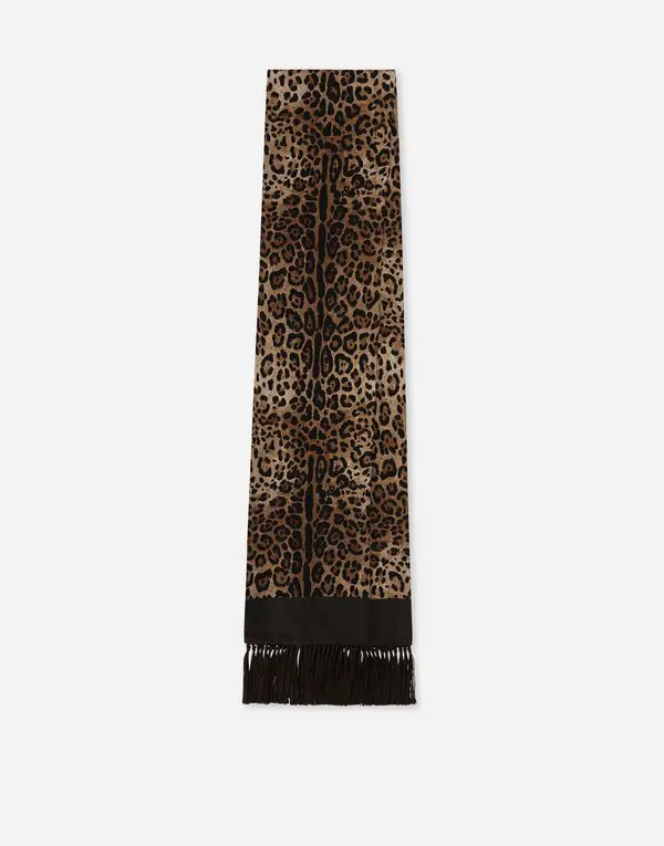 Dolce & Gabbana Leopard-print Silk Scarf With Fringing