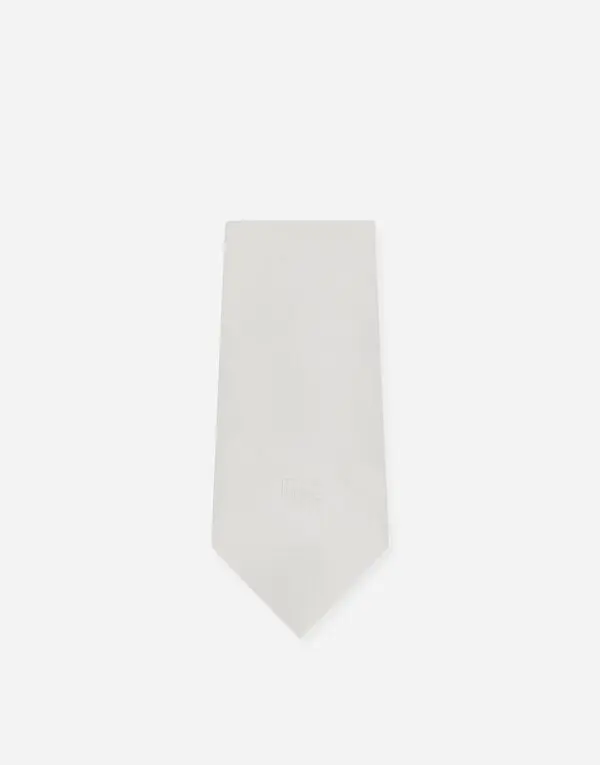 Dolce & Gabbana 6-cm Silk Martini Tie With Dg Logo Embroidery - White