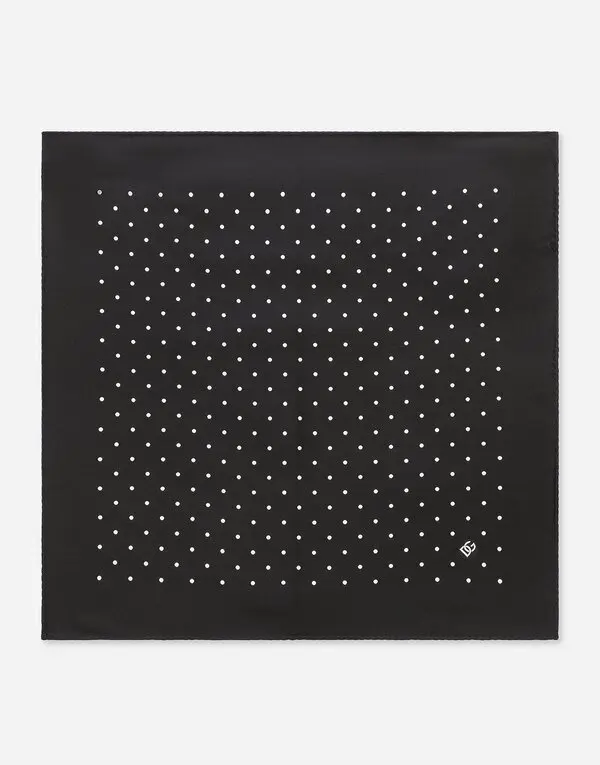 Dolce & Gabbana Silk Jacquard Pocket Square With Dg Logo - Black