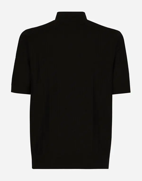 Dolce & Gabbana Silk Jacquard Polo-shirt With Dg Logo - Black