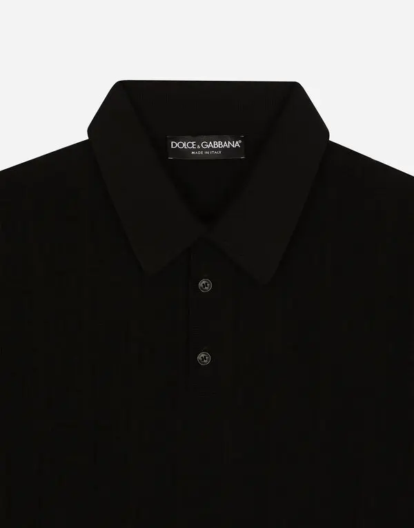 Dolce & Gabbana Silk Jacquard Polo-shirt With Dg Logo - Black