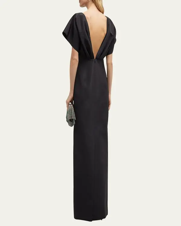 Carolina Herrera Silk Column Gown With Boatneck - Black