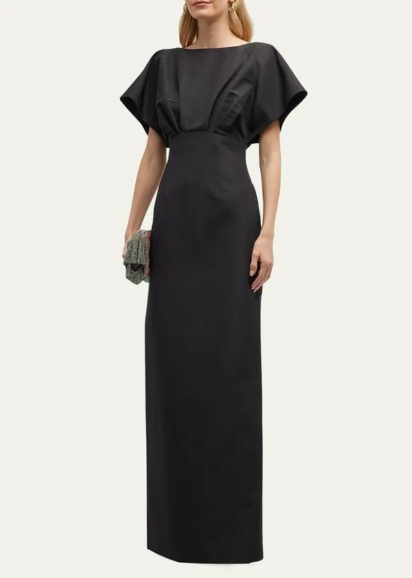 Carolina Herrera Silk Column Gown With Boatneck - Black