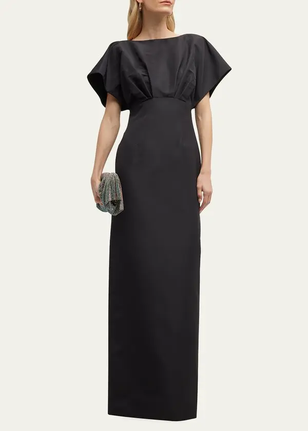 Carolina Herrera Silk Column Gown With Boatneck - Black