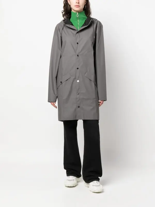 Rains Hooded Stud-fastening Raincoat