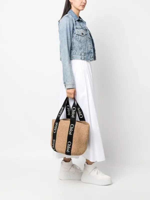 Chloé Woody Logo-strap Tote Bag - Neutrals
