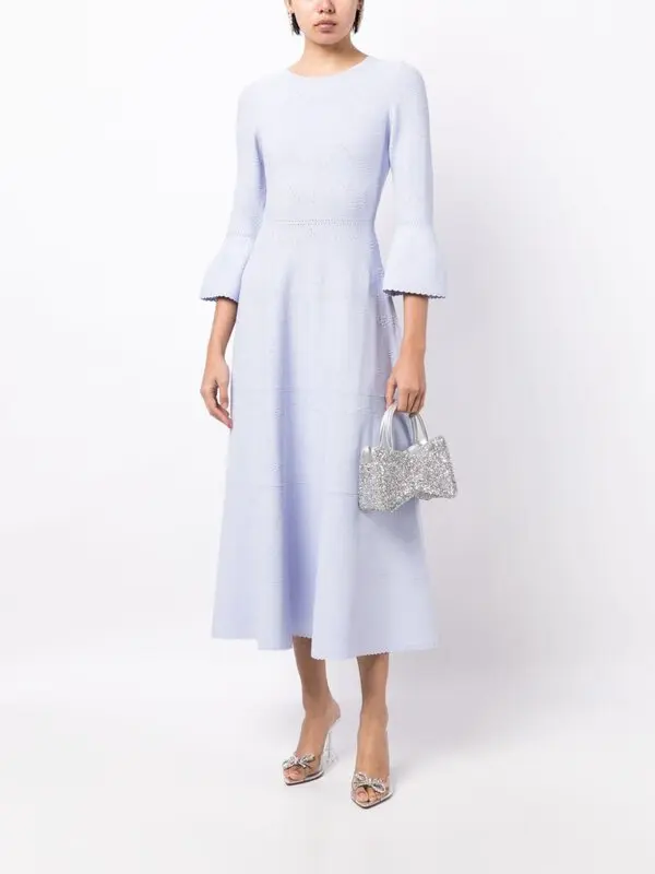 NEEDLE & THREAD Pointelle-knit Midi Dress