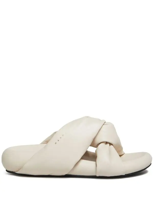 Marni Bubble Twist-detail Leather Sandals - White
