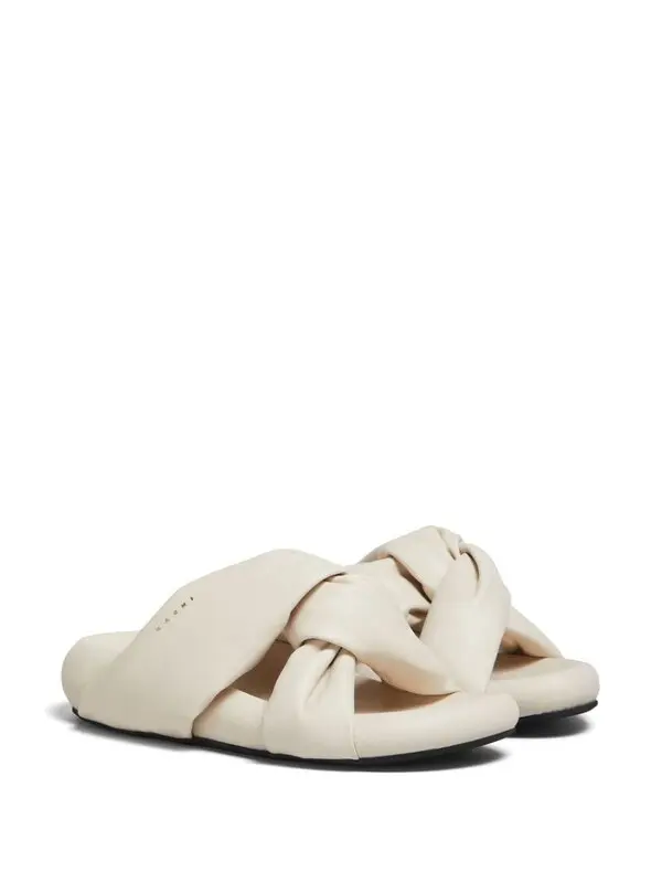 Marni Bubble Twist-detail Leather Sandals - White