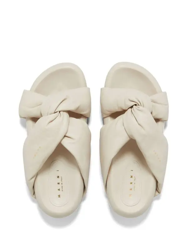 Marni Bubble Twist-detail Leather Sandals - White