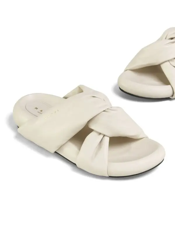 Marni Bubble Twist-detail Leather Sandals - White