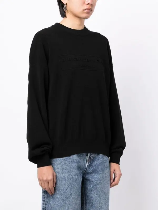 Alexander Wang Logo-embroidered Ribbed Sweater - Black