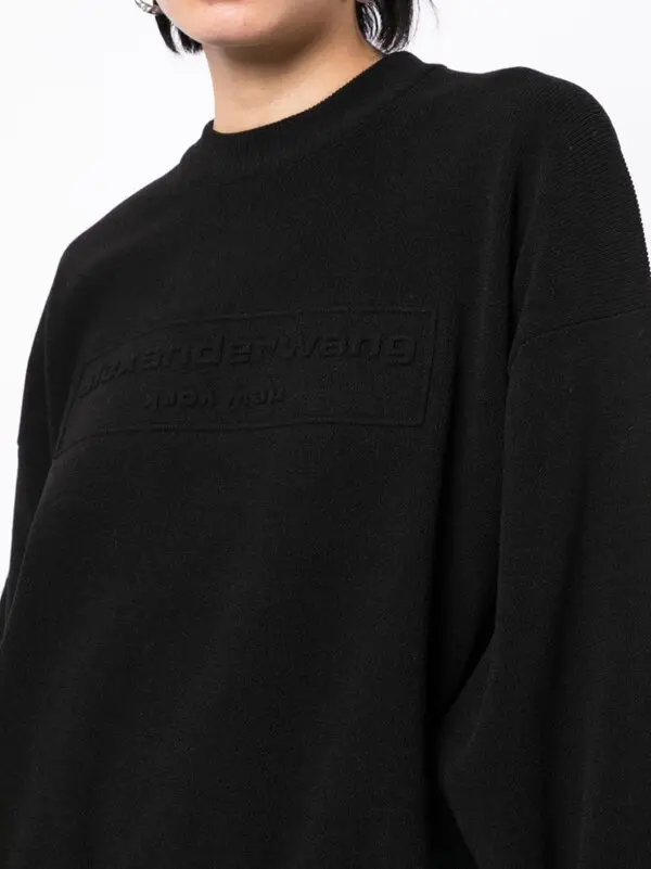 Alexander Wang Logo-embroidered Ribbed Sweater - Black
