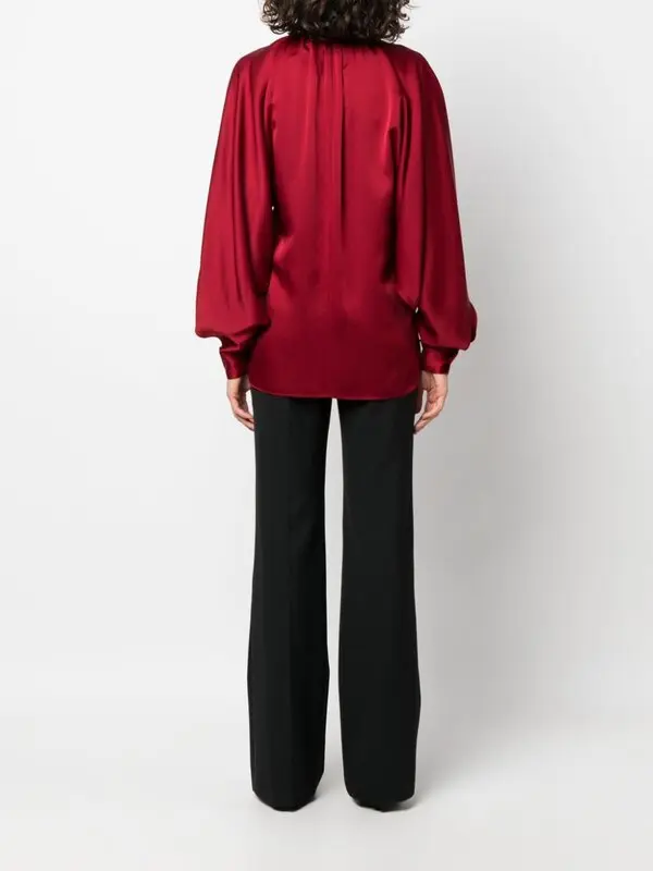 DEL CORE Pleated Pussy-bow Blouse