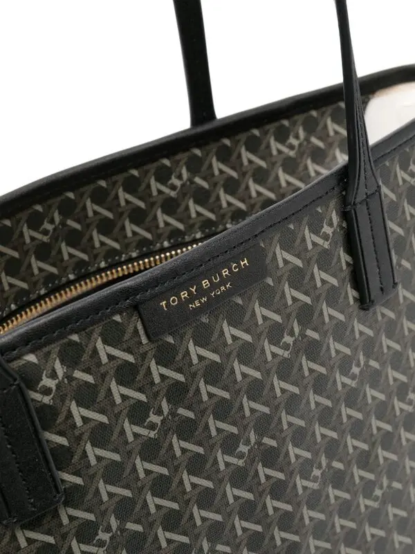 Tory Burch Monogrammed Logo Tote - Black