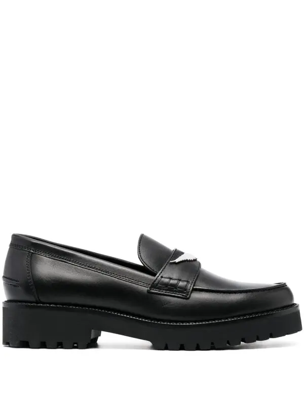 Zadig&Voltaire Wings-plaque Leather Loafers - Black