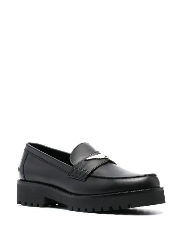 Zadig&Voltaire Wings-plaque Leather Loafers - Black