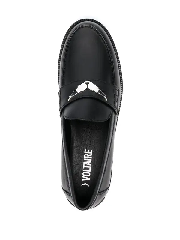 Zadig&Voltaire Wings-plaque Leather Loafers - Black
