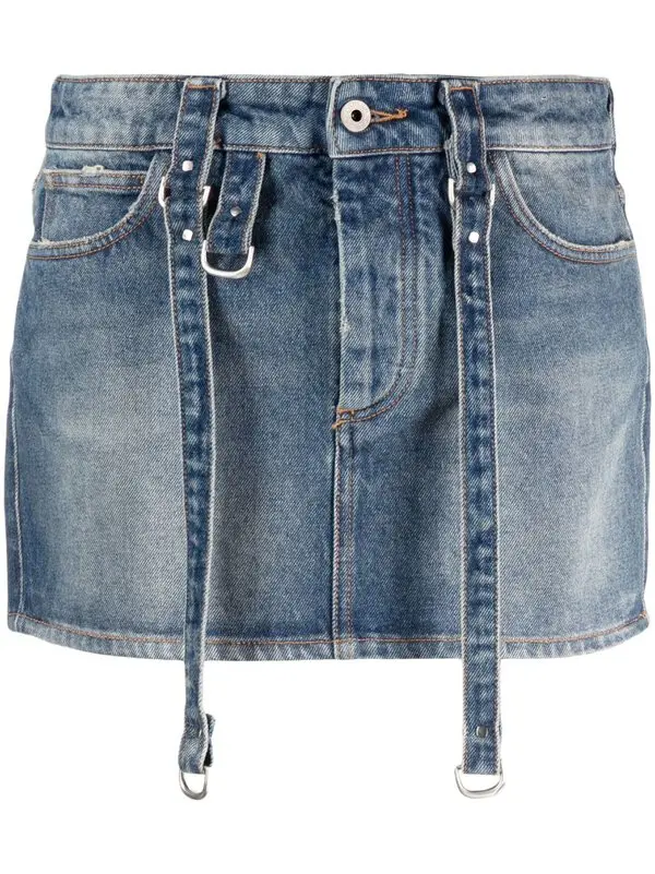 Off-White Logo-patch Denim Mini Skirt - Blue