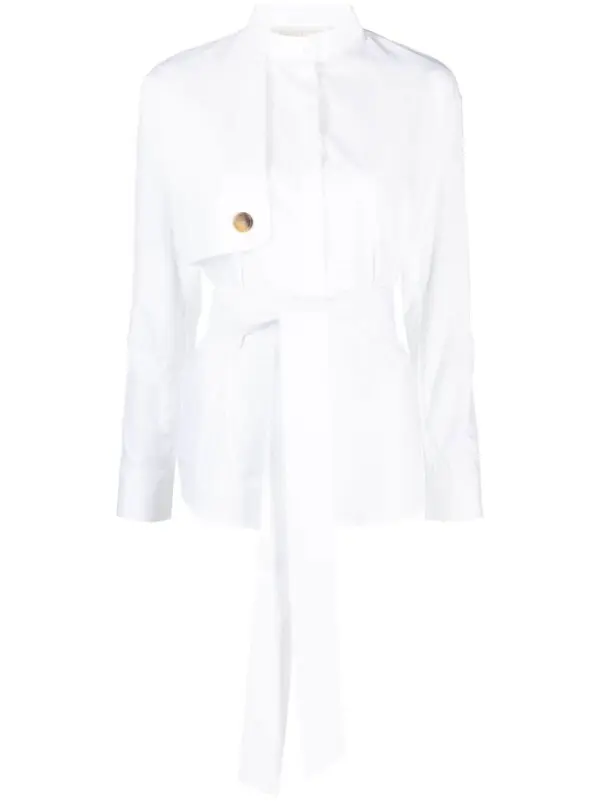 DESTREE Hans Tied-waist Cotton Shirt - White