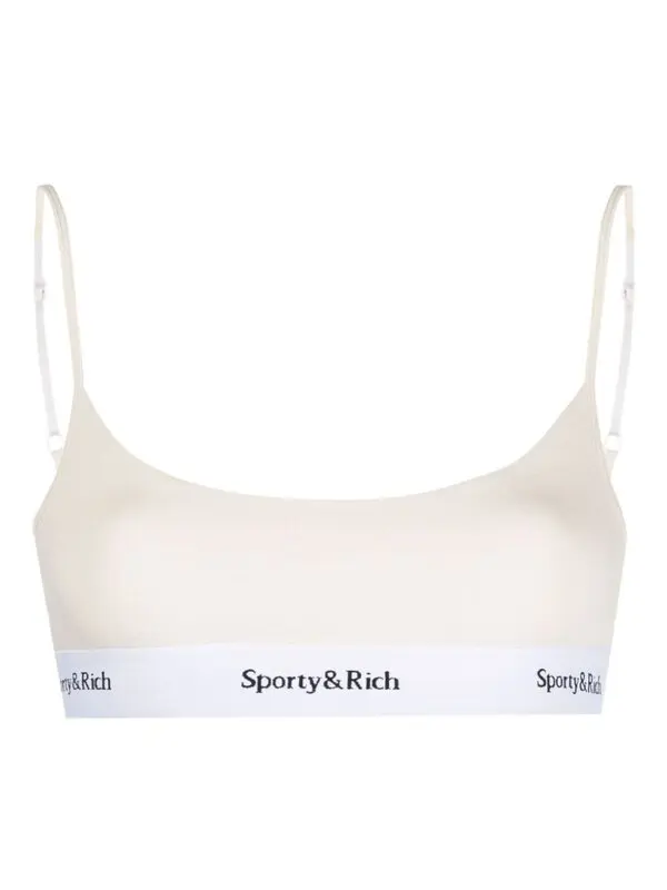 SPORTY & RICH Logo-underband Bandeau Bra - Neutrals