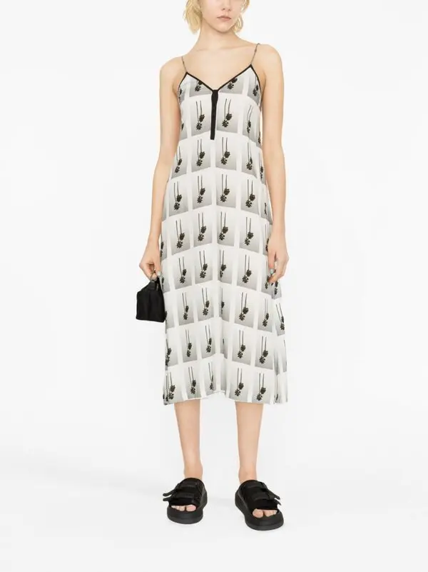 Palm Angels Palm Tree Print Midi Dress