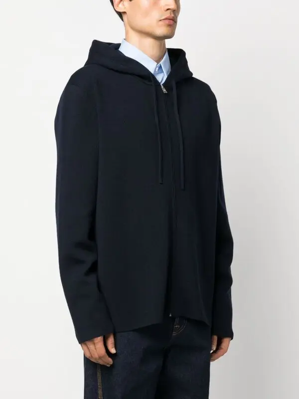 LANVIN Logo-embroidered Knit Wool-blend Hoodie