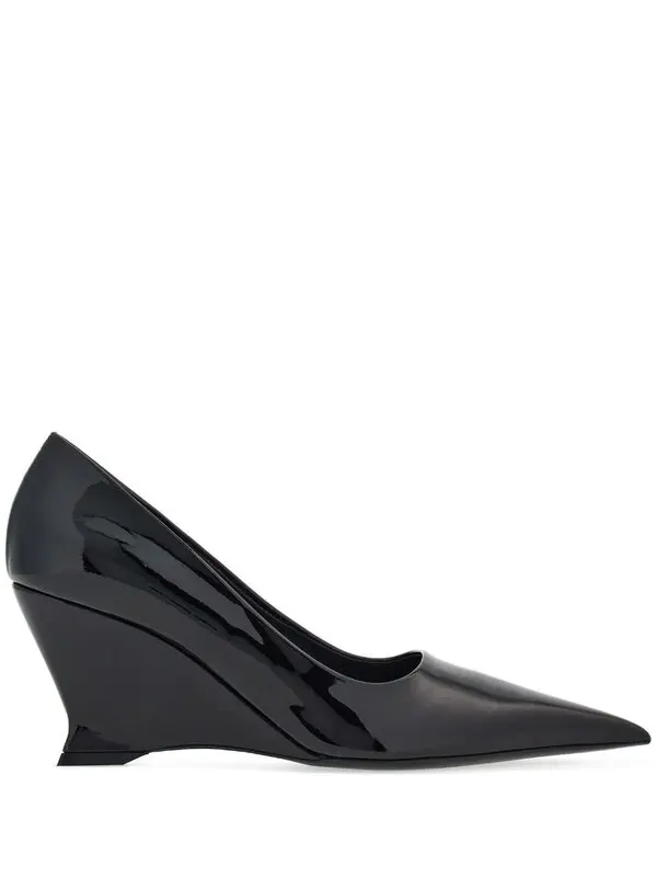 FERRAGAMO 70mm Wedge Heel Leather Pumps