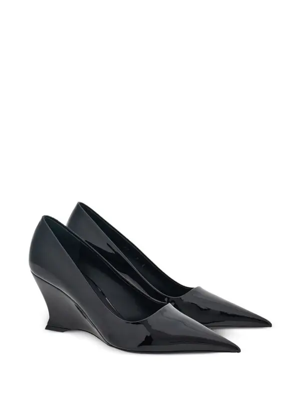 FERRAGAMO 70mm Wedge Heel Leather Pumps