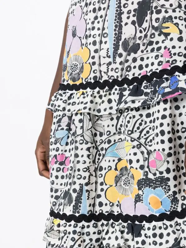 AMIR SLAMA Floral-print Tiered Midi Skirt