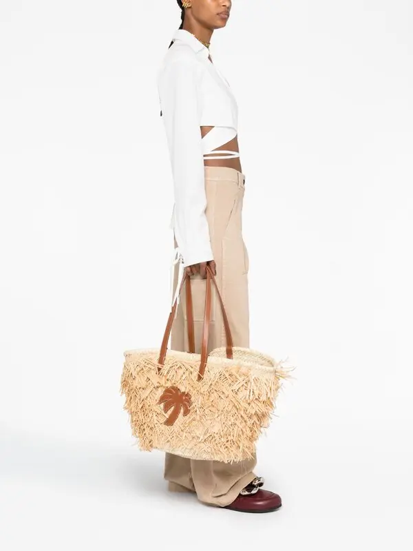 Palm Angels Palm-appliqué Raffia Tote