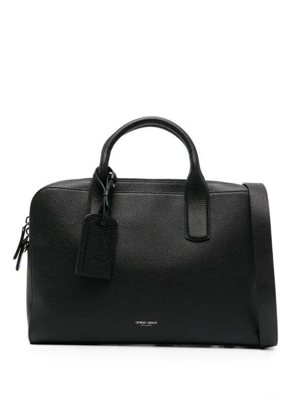 Giorgio Armani Leather Laptop Bag - Black
