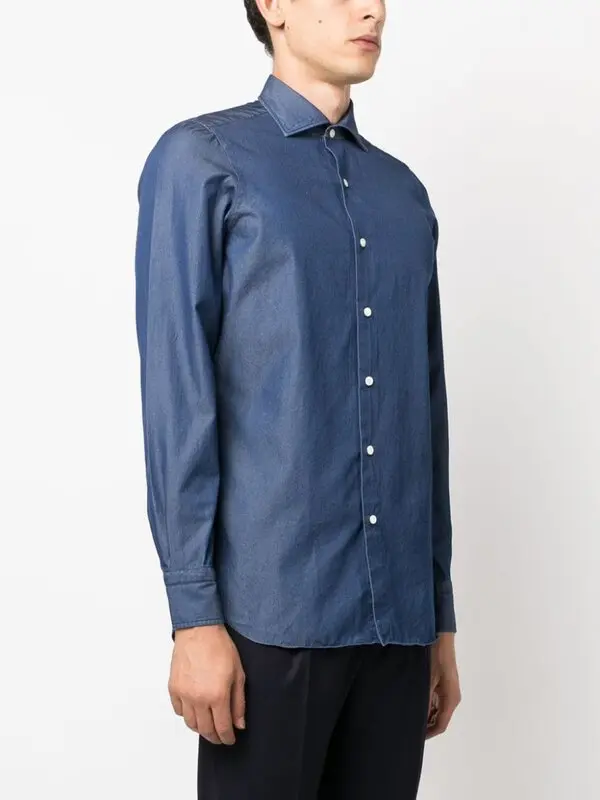 FINAMORE 1925 Long-sleeve Denim Shirt