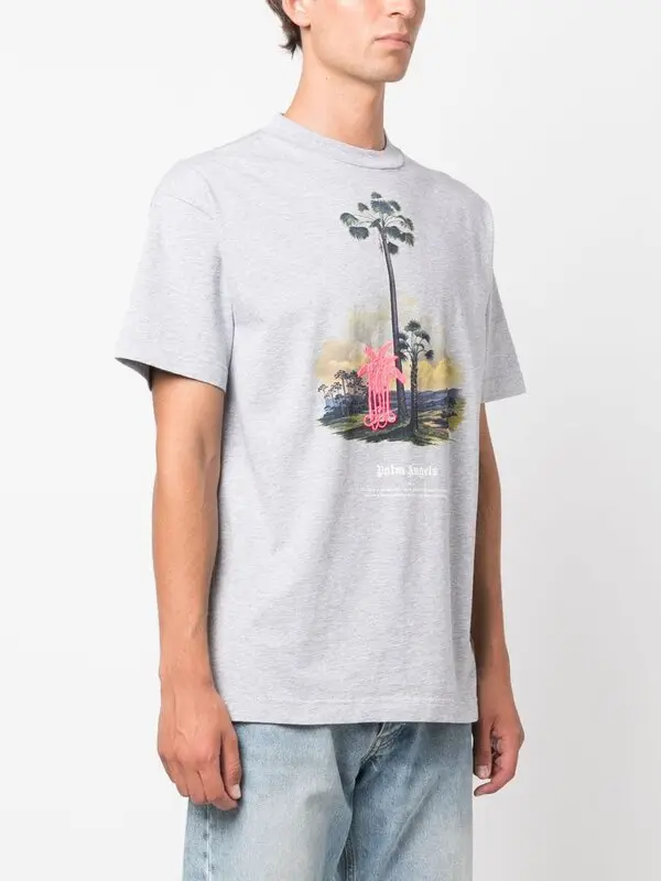 Palm Angels Graphic-print Cotton T-shirt - Grey
