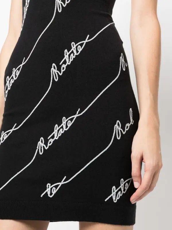 ROTATE BY BIRGER CHRISTENSEN Sequin Logo-embellished Halterneck Minidress
