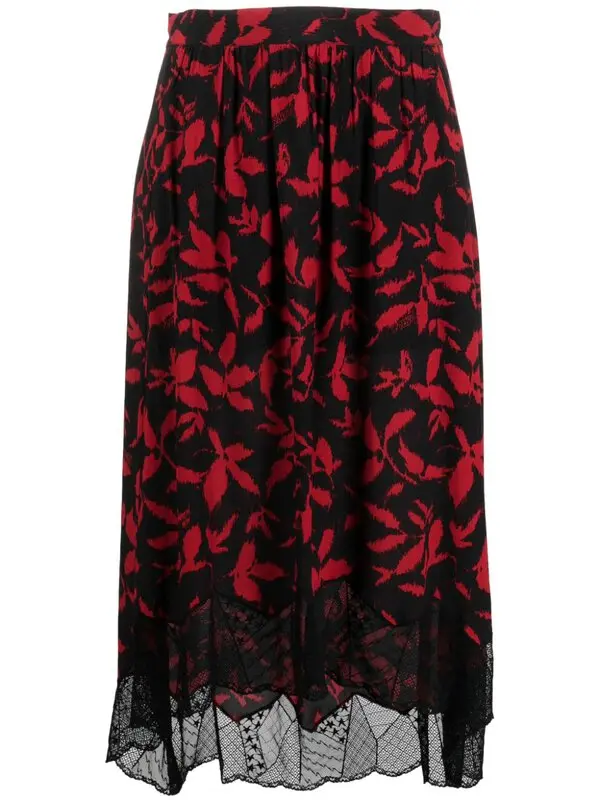 Zadig&Voltaire Joslin Leaf-print Midi Skirt