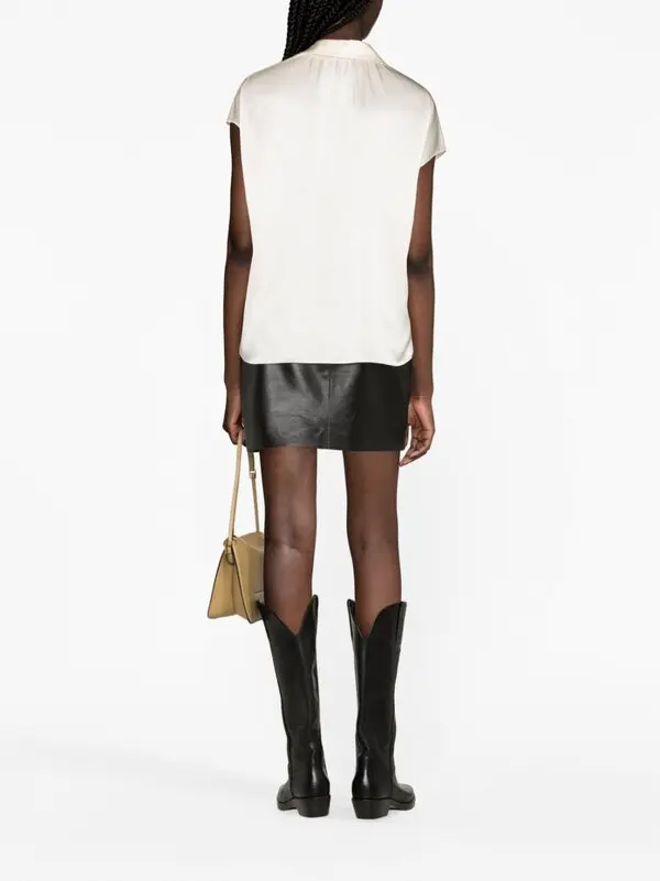 Vince Short-sleeve Silk Shirt - Neutrals