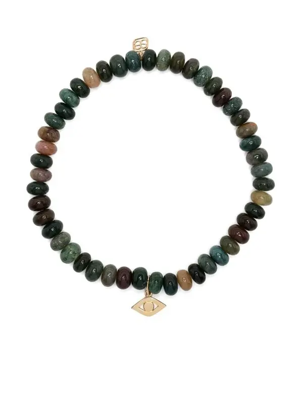 SYDNEY EVAN 14kt Yellow Gold Evil Eye Agate Bracelet - Green