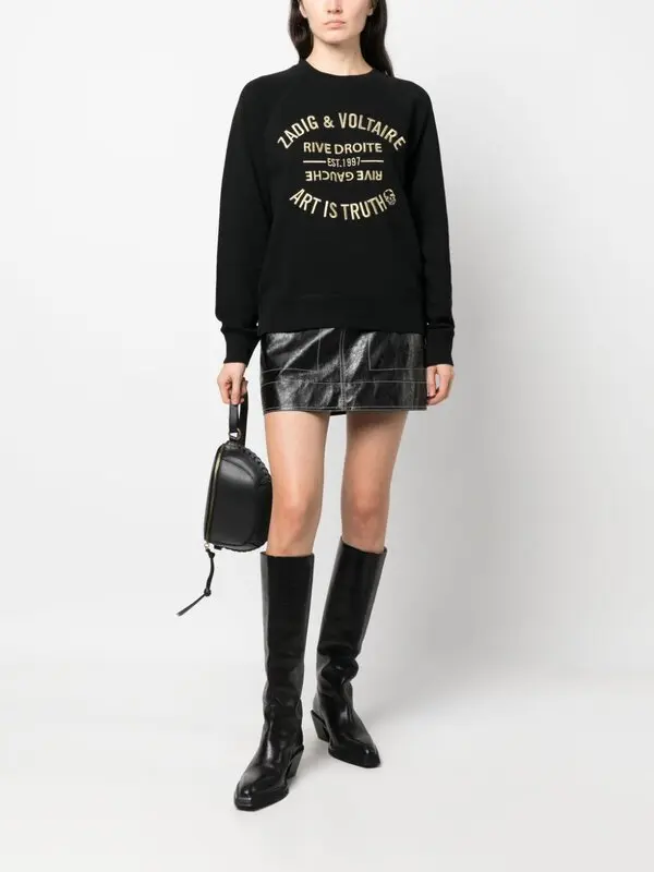 Zadig&Voltaire Logo-embroidered Organic-cotton Sweatshirt - Black