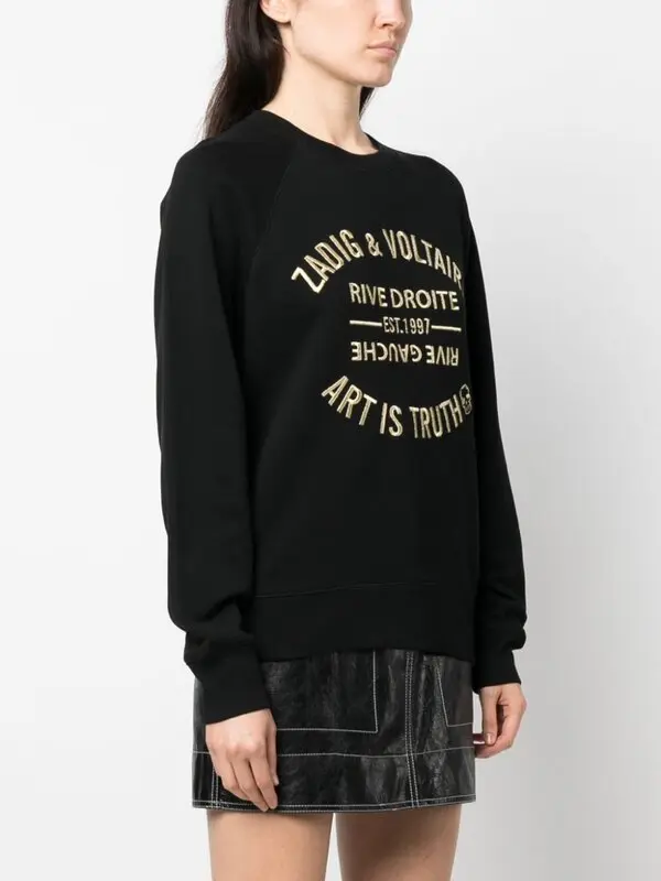 Zadig&Voltaire Logo-embroidered Organic-cotton Sweatshirt - Black