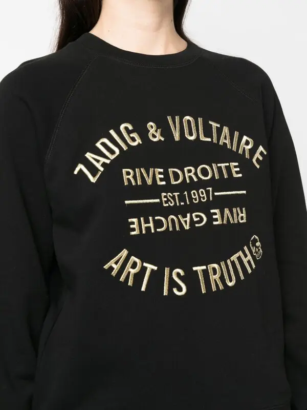 Zadig&Voltaire Logo-embroidered Organic-cotton Sweatshirt - Black