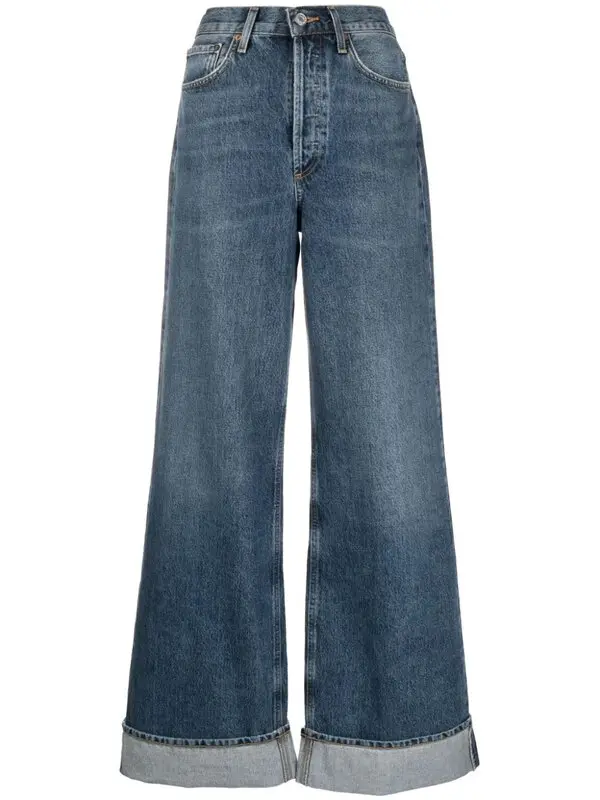 AGOLDE Dame Wide-leg Organic-cotton Jeans - Blue