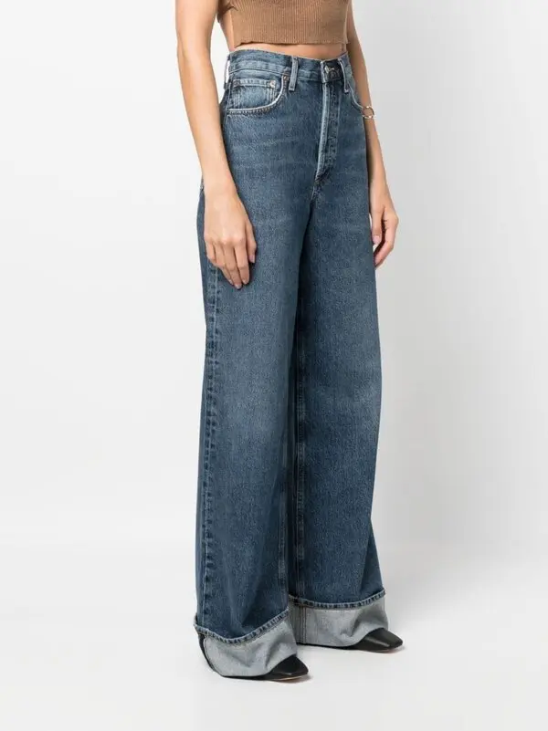 AGOLDE Dame Wide-leg Organic-cotton Jeans - Blue