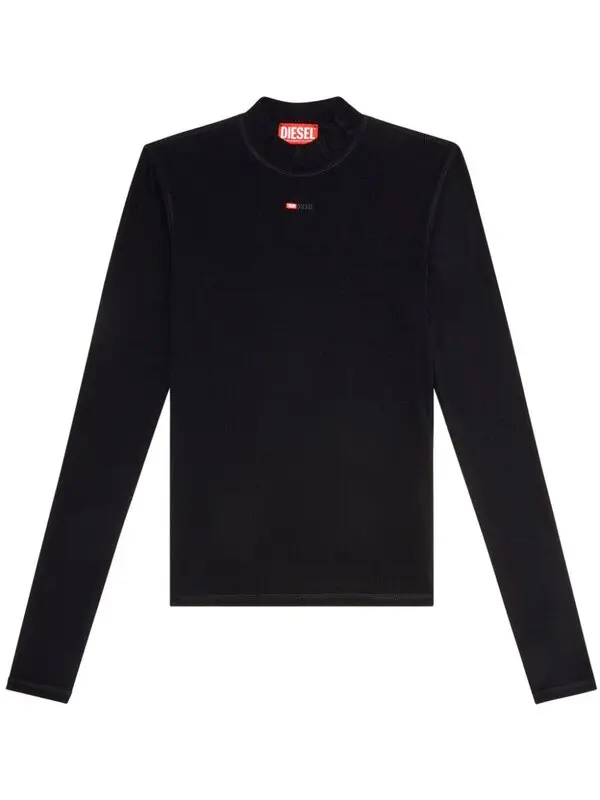 DIESEL® T-mokky-ls-microdiv Mock-neck Top - Black