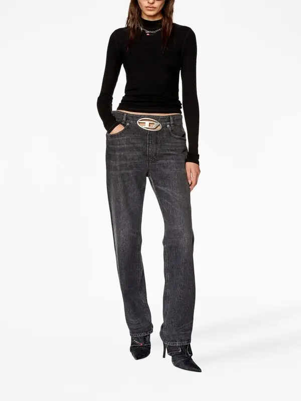 DIESEL® T-mokky-ls-microdiv Mock-neck Top - Black
