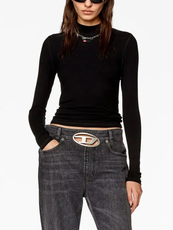 DIESEL® T-mokky-ls-microdiv Mock-neck Top - Black