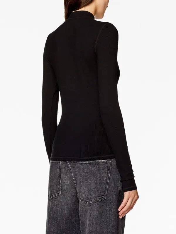 DIESEL® T-mokky-ls-microdiv Mock-neck Top - Black