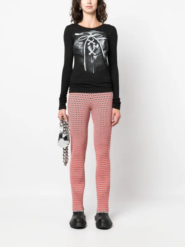 Rabanne Check-pattern Ribbed-knit Trousers
