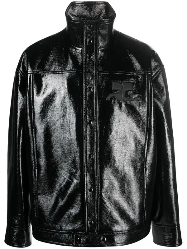 COURREGES Logo-patch Faux-leather Jacket